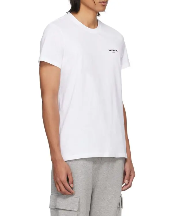 Balmain Logo Flocked Crewneck T-shirt