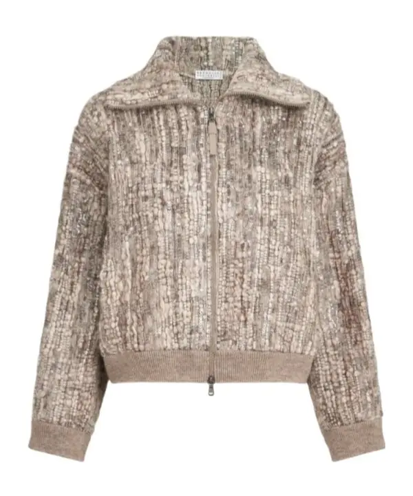 Brunello Cucinelli Embellished Zip-up Jacket - Beige