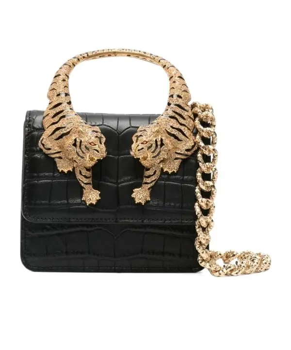 Roberto Cavalli Roar Embellished Small Shoulder Bag - Black