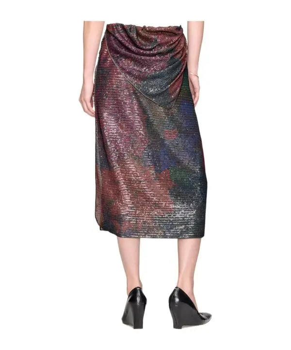 MAISON MARGIELA Printed Paillettes Draped Maxi Skirt