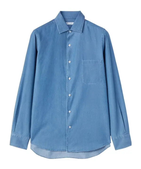 Loro Piana Chest Pocket Long-sleeved Shirt - Light Blue