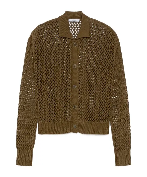 Max Mara Cotton Cordonnet Cardigan Kaki