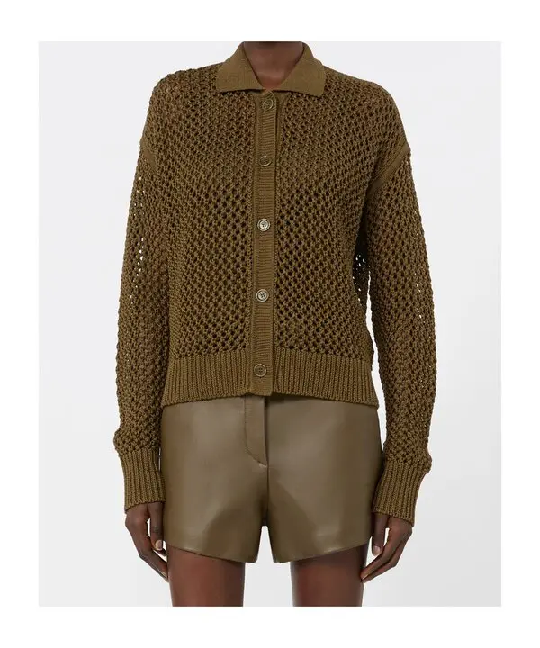 Max Mara Cotton Cordonnet Cardigan Kaki