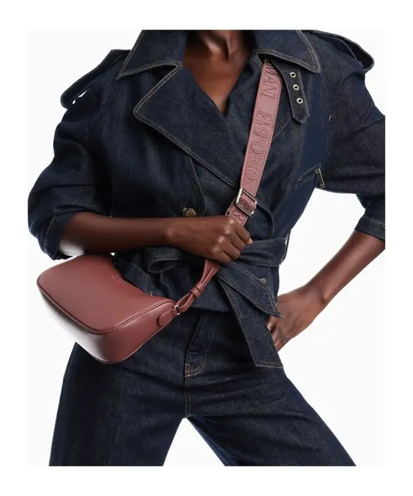 Emporio Armani Pebbled Shoulder Bag With A Zip Closure And Adjustable Strap
