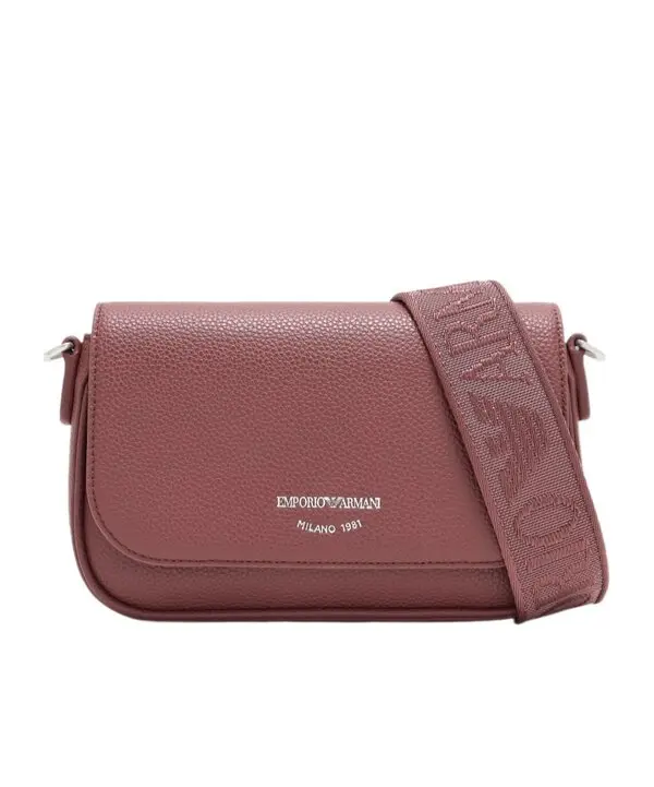 Emporio Armani Wallet On Chain With Pebbled Texture And Adjustable Strap - Red