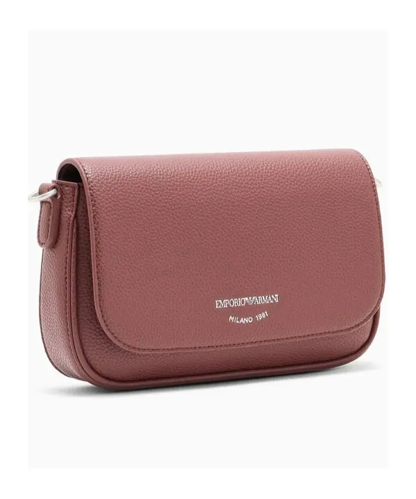 Emporio Armani Wallet On Chain With Pebbled Texture And Adjustable Strap
