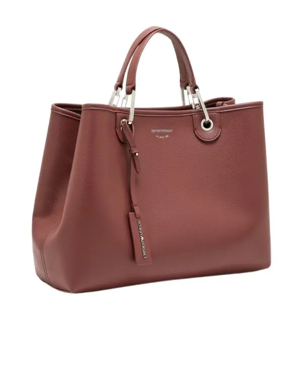 Emporio Armani Logo-print Grained-effect Tote Bag - Red