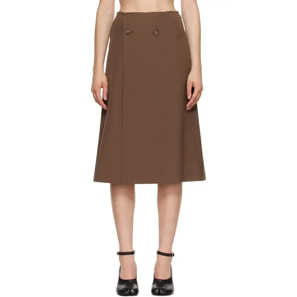 MAISON MARGIELA Wrap Midi Skirt - Brown