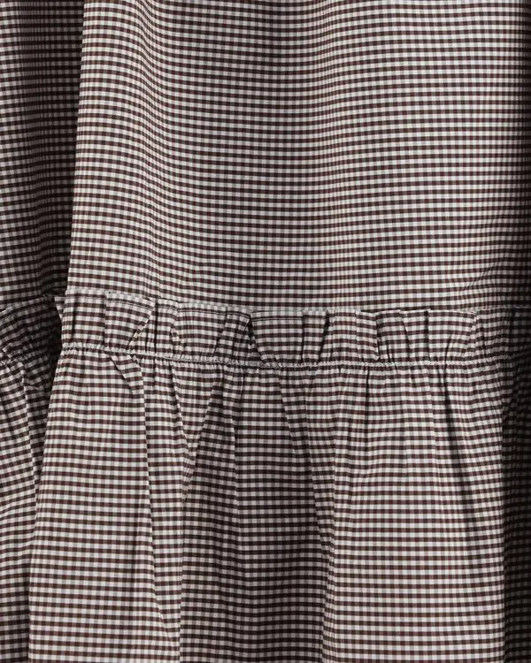 GANNI Shirred Gingham-check Maxi Skirt