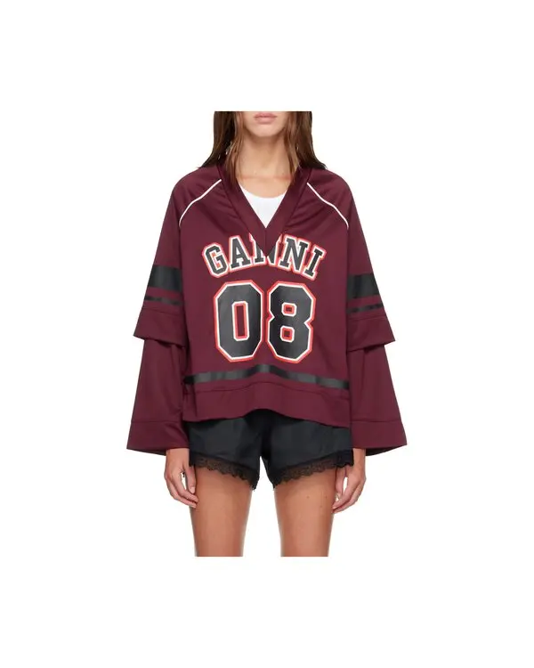 GANNI Double Layered Long Sleeve T-shirt - Brown