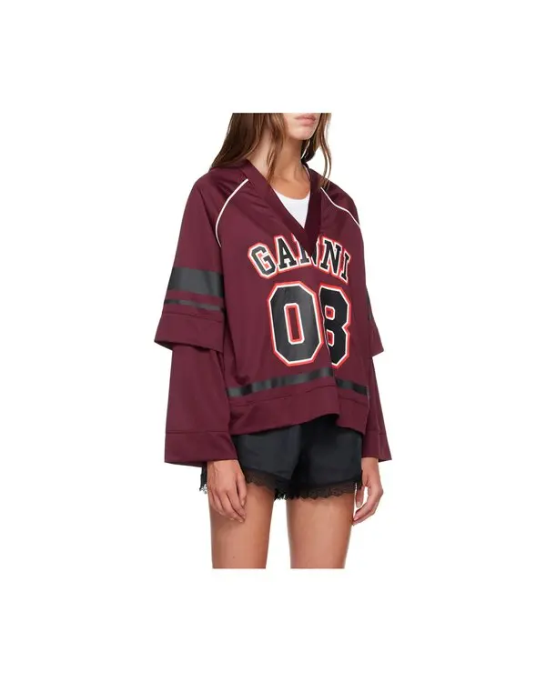 GANNI Double Layered Long Sleeve T-shirt - Brown