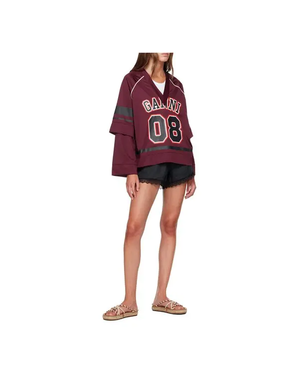 GANNI Double Layered Long Sleeve T-shirt - Brown