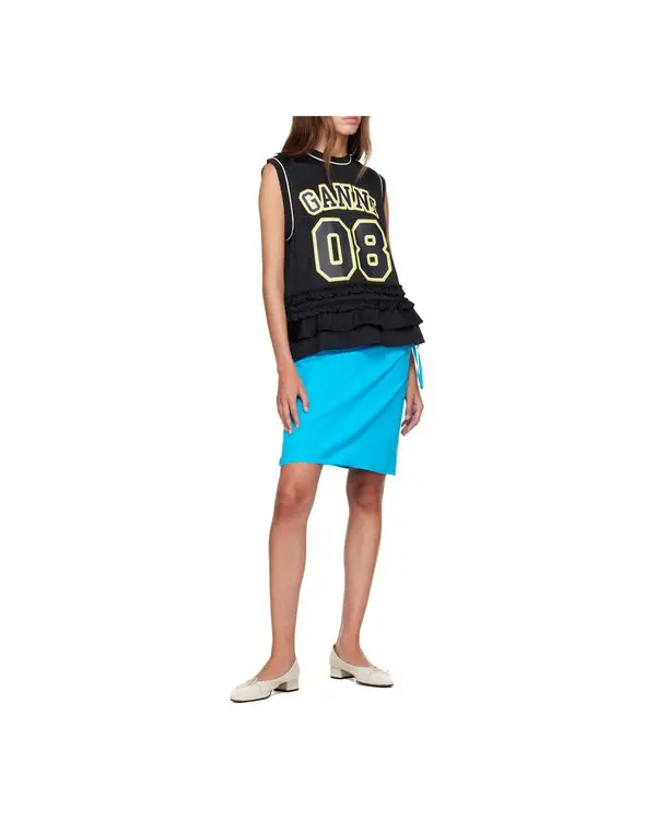 GANNI Ruffled Logo Tank Top