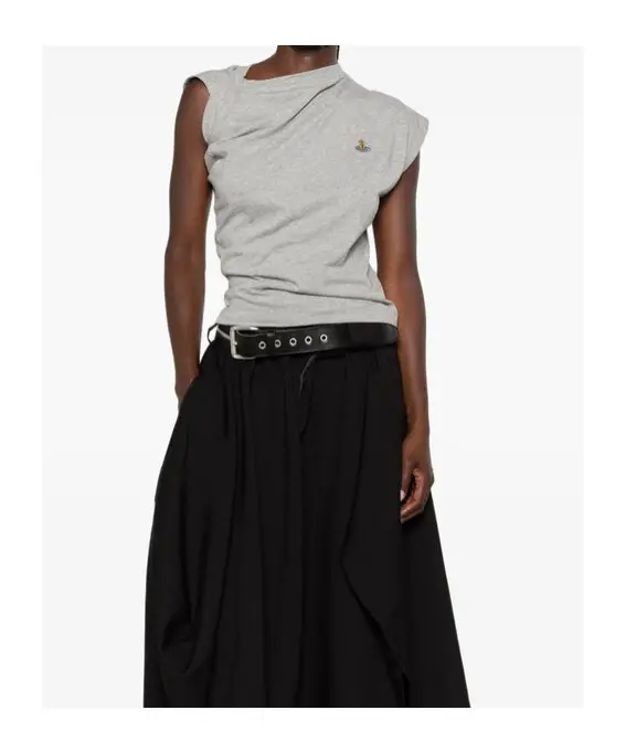 VIVIENNE WESTWOOD Orb Logo Cap Sleeve Top - Grey