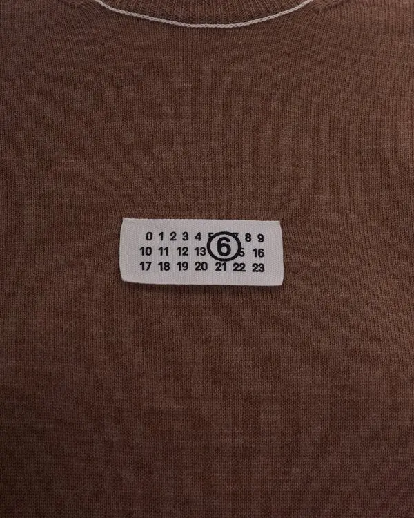 MAISON MARGIELA Contrast Trimmed Ribbed Jumper - Light Brown