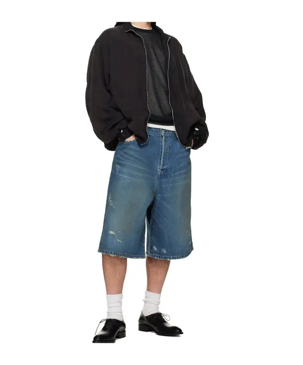 SSSTEIN Faded Distressed-effect Shorts