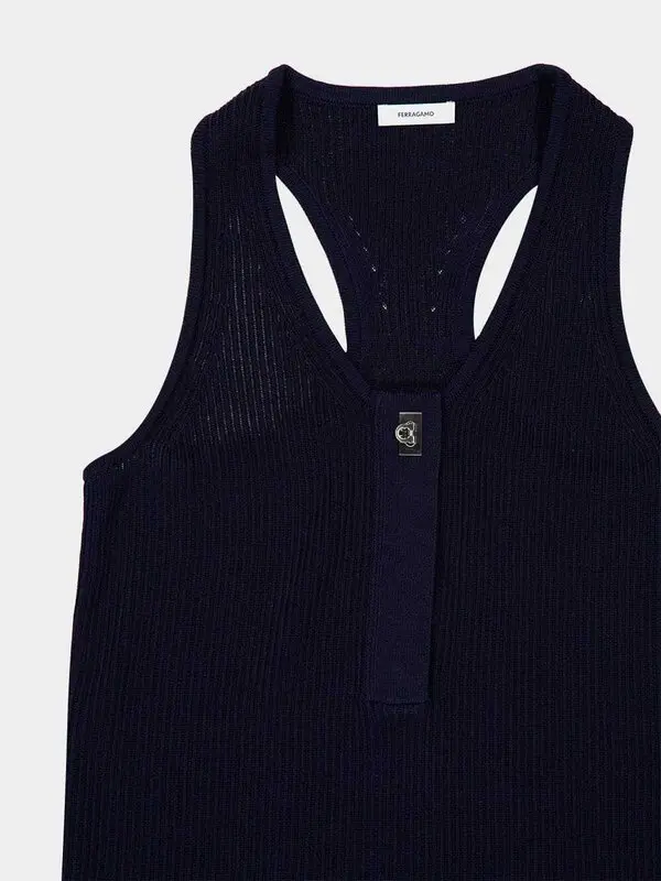 FERRAGAMO Gancini-plaque Ribbed Tank Top