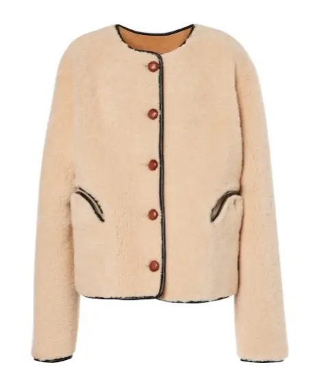 BLAZÉ MILANO Reversible Lamb Fleece Coat - Nude