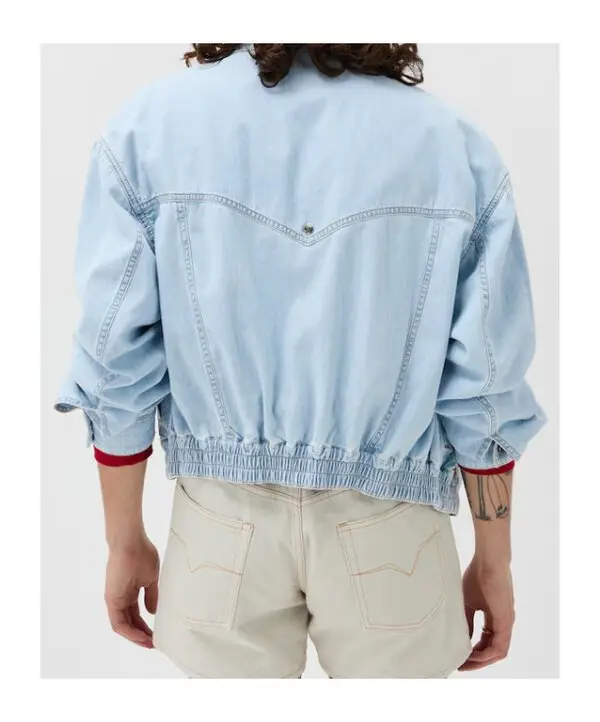 Versace Long Sleeve Denim Jacket With Elasticated Waist