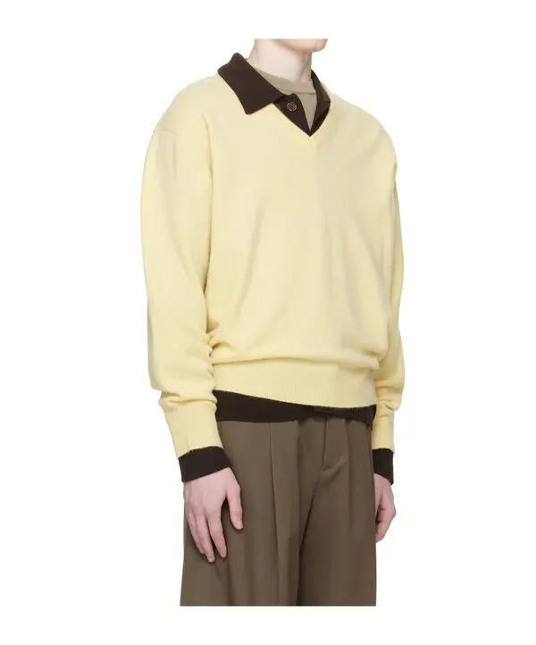 SSSTEIN Cashmere V-neck Long-sleeved Sweater