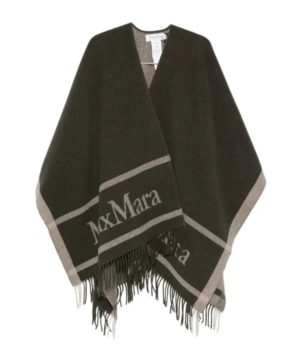 Max Mara Logo-print Fringed Poncho - No