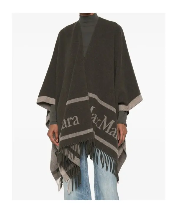 Max Mara Logo-print Fringed Poncho