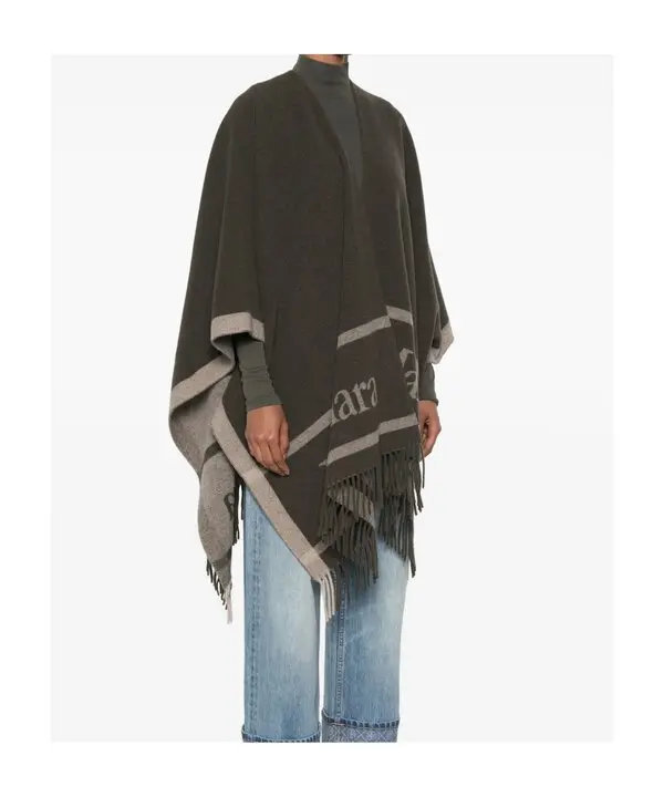Max Mara Logo-print Fringed Poncho