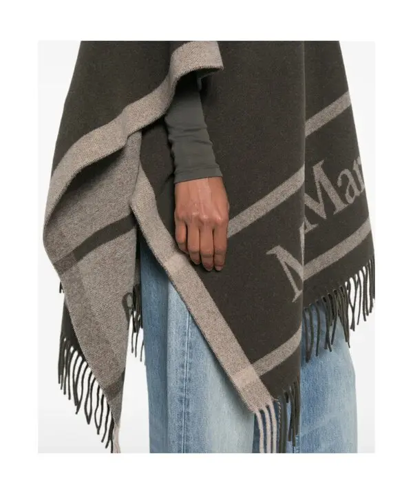 Max Mara Logo-print Fringed Poncho