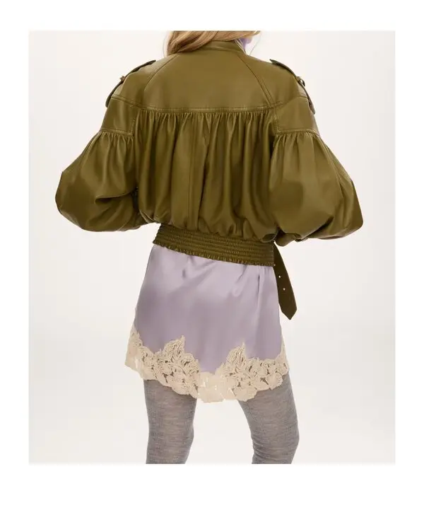 Chloé High-neck Cropped Jacket In Leather