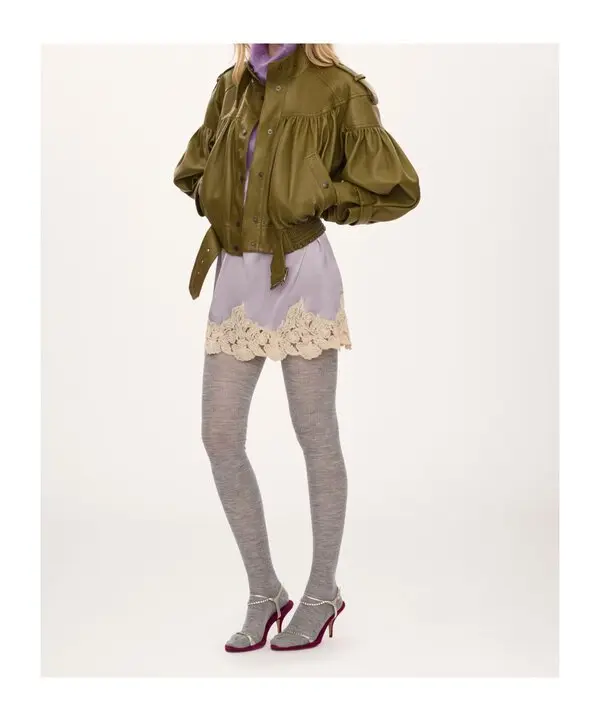 Chloé Gathered Leather Belted Jacket - Eucalyptus