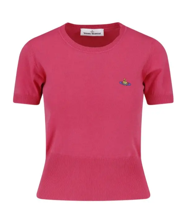 VIVIENNE WESTWOOD Orb Embroidered Knit Top - Raspberry