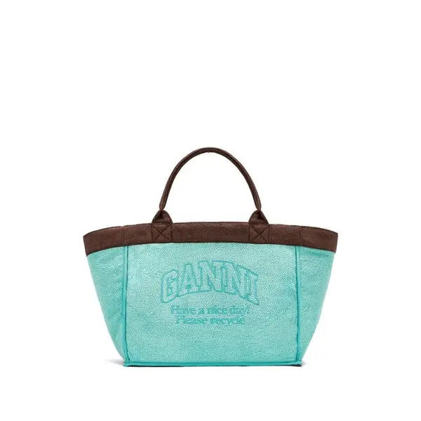 GANNI Beach Logo Tote Bag - Brown