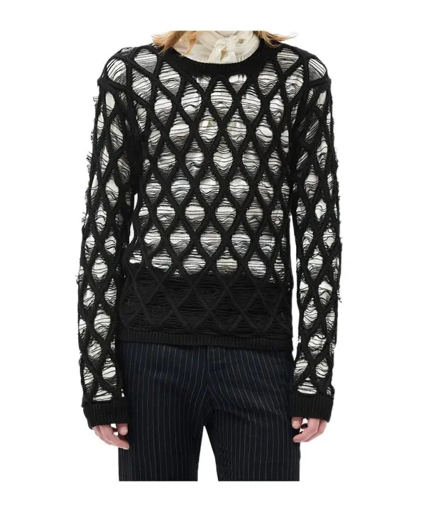 ANN DEMEULEMEESTER Carlos Diamond Stitch Sweater - Black