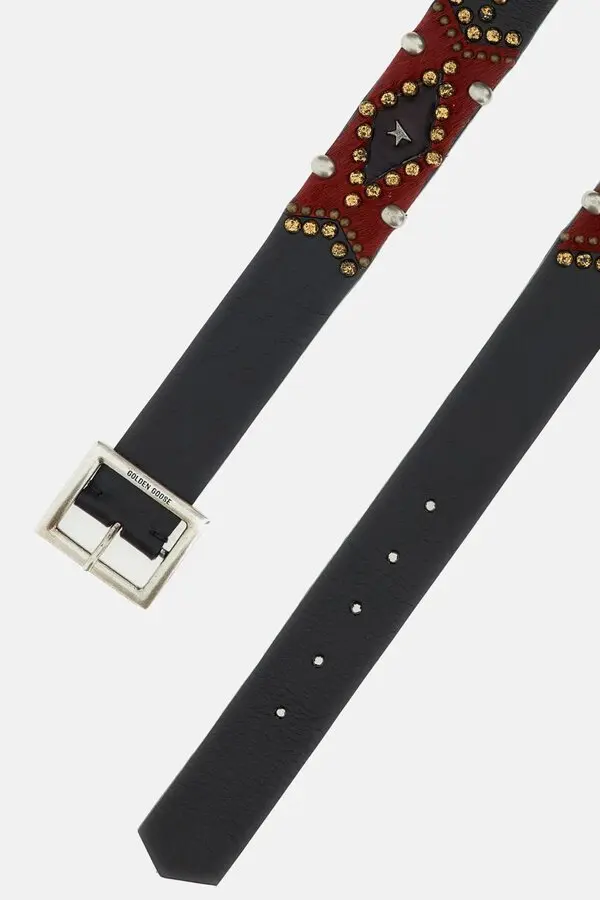 GOLDEN GOOSE Embellished Studded Leather Belt