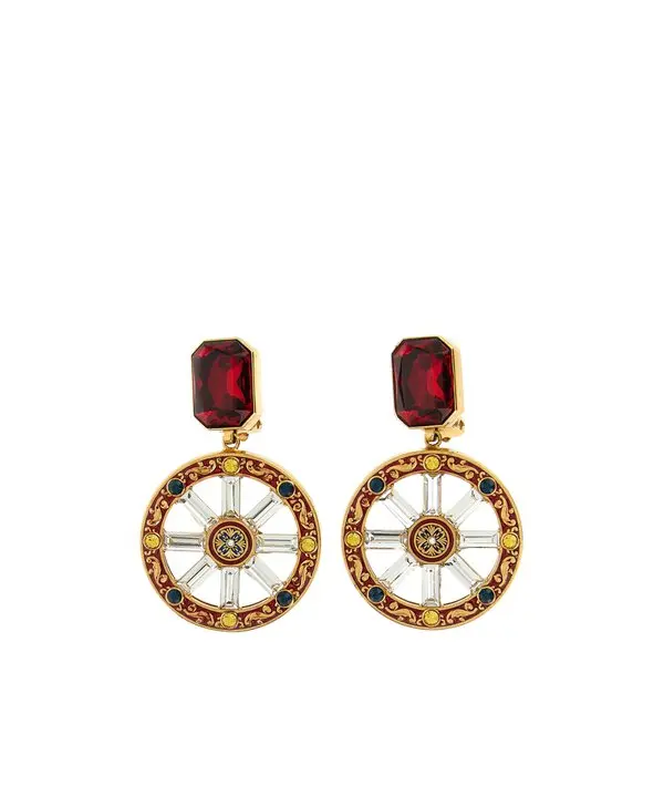Dolce & Gabbana Ruota Carretto Crystal-embellished Drop Earrings - Multicolor