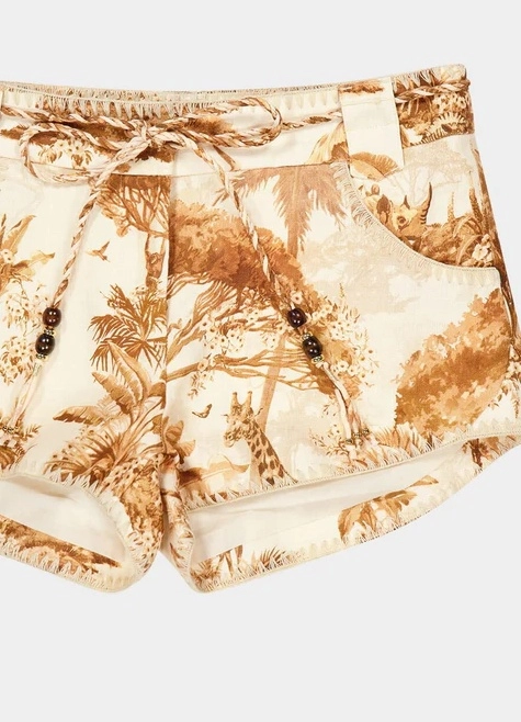 Zimmermann Safari Print High-waisted Shorts