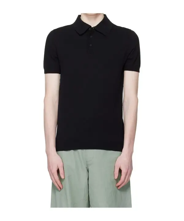HELIOT EMIL Alae Short-sleeved Polo Shirt - Black
