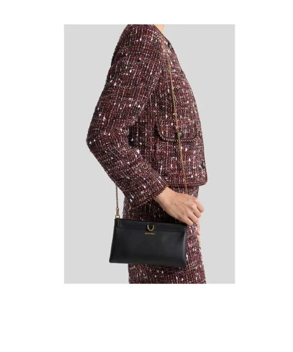 Etro Mini Leather Clutch Talk With Chain Shoulder Strap