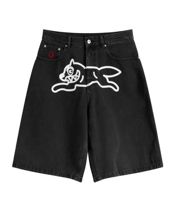 ICECREAM Running Dog Triple Scoop Denim Shorts - Black