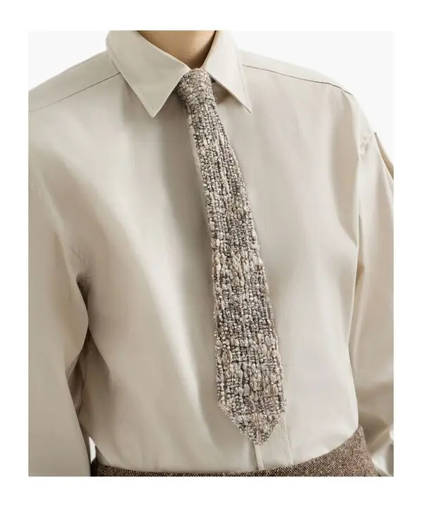 Brunello Cucinelli Mohair And Wool Craquelé Embroidered Tie