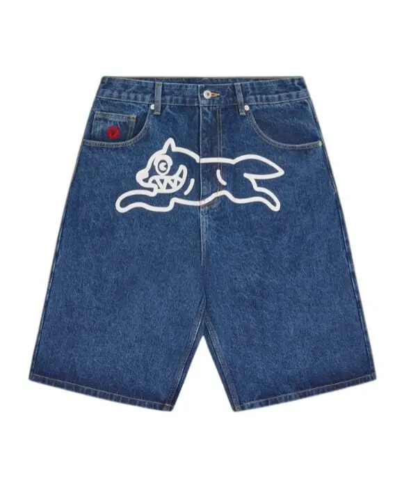 ICECREAM Running Dog Denim Shorts - Blue