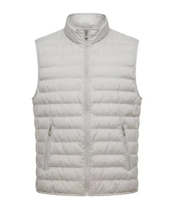 Brunello Cucinelli High-necked Sleeveless Cotton Coat - Gray