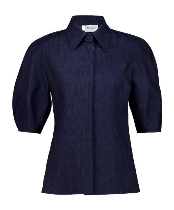 Gabriela Hearst Sansi Puffed-sleeve Top - Blue