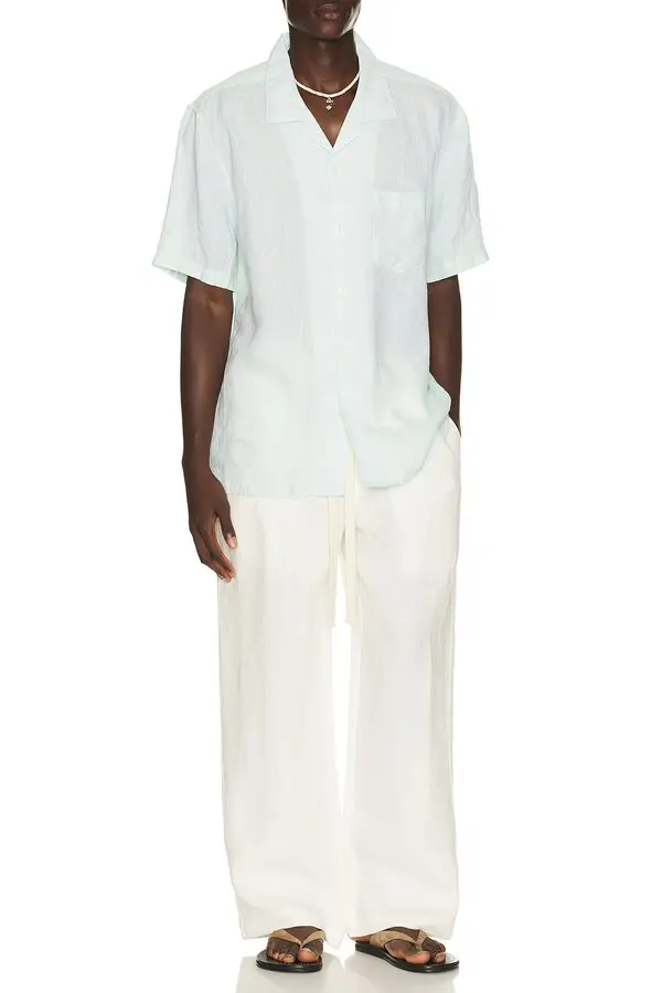 J. Lindeberg Elio Linen Shirt In Green - Bay