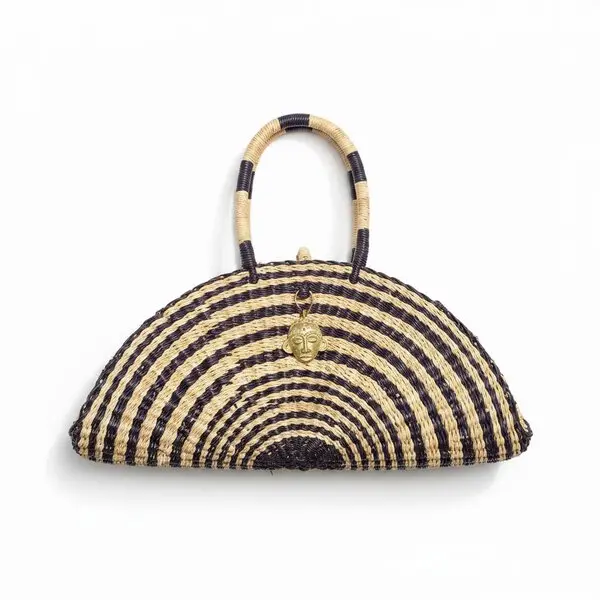 SOKONA Neutrals / Akua — Ripple Handwoven Bag - Blue