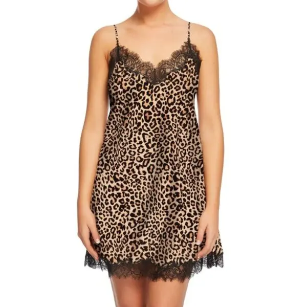 SAINTED SISTERS Neutrals Scarlett Leopard Chemise - Black