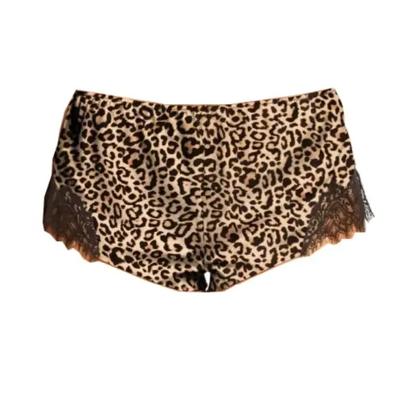 SAINTED SISTERS Neutrals Scarlett Leopard Print French Knicker - Black