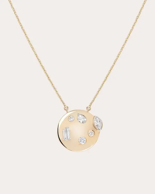 RITIQUE Diamond Disc Mini Mélange Pendant Necklace