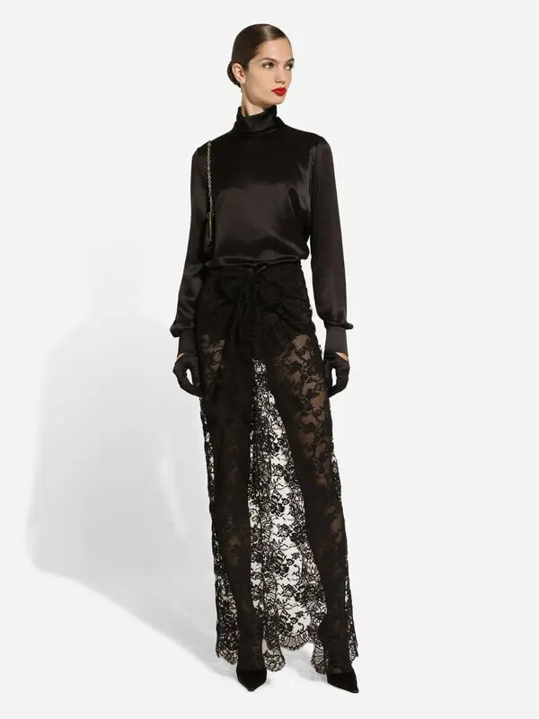 Dolce & Gabbana Silk Satin Blouse - Black