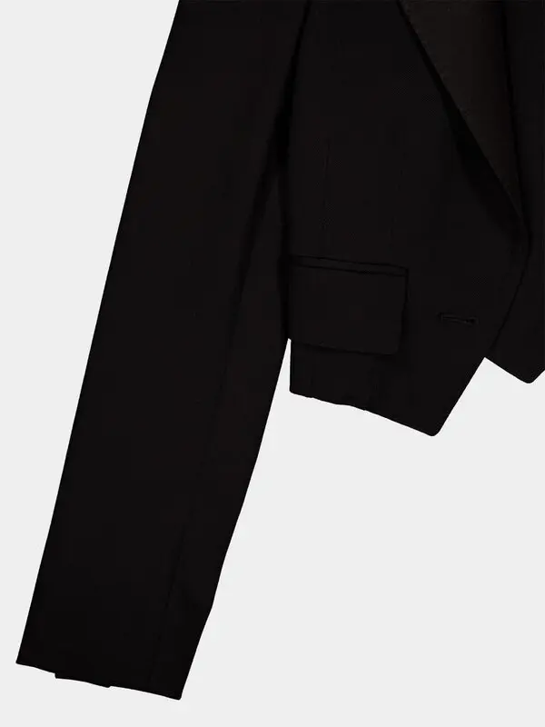 Dolce & Gabbana Cropped Wool Gabardine Jacket With Peak Lapels